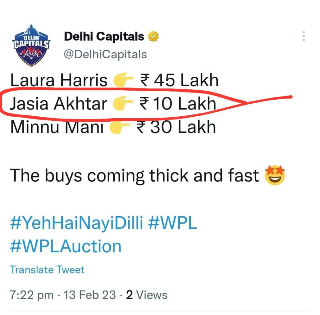 Kashmiri female cricketer Jasiya Akhter to play for Delhi Capitals in ...